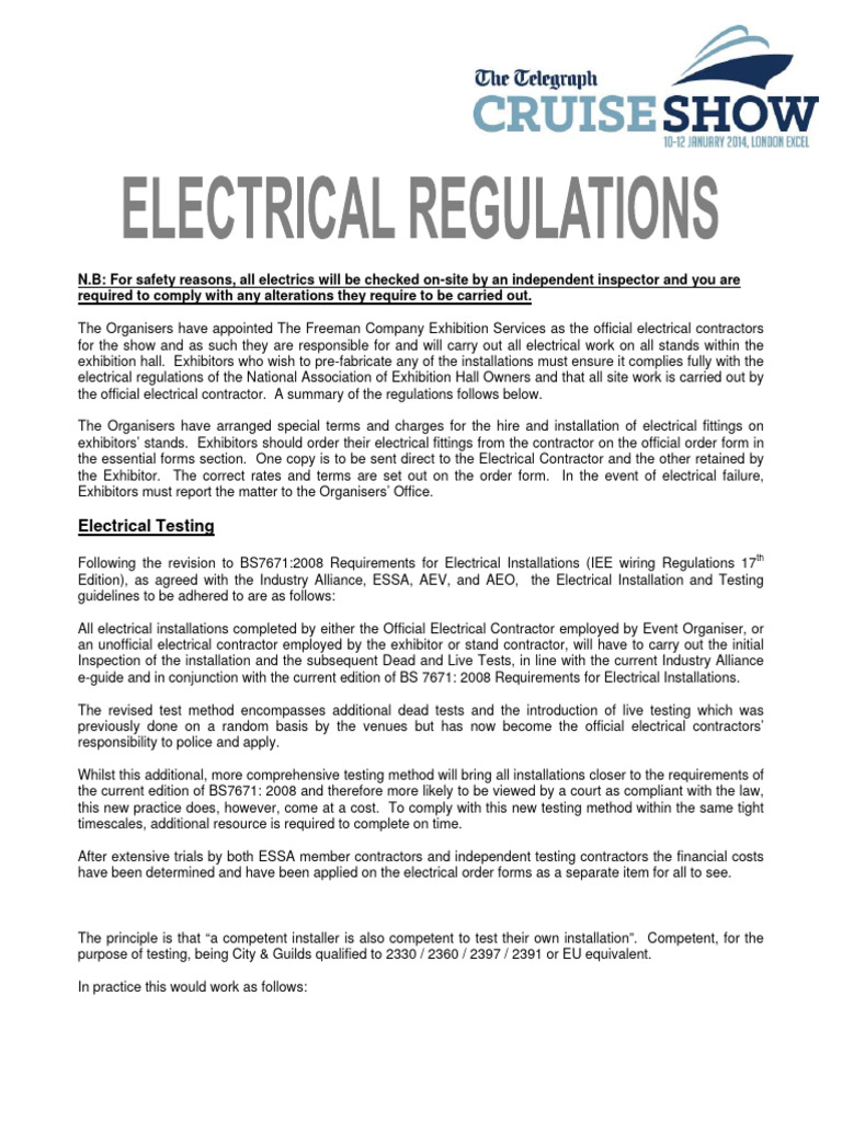 Exhibition Electrical Installation Guidelines | PDF