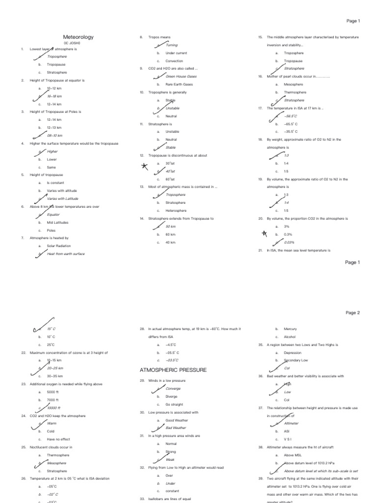 IC Joshi Aviation Met Total Q. | PDF | Atmosphere Of Earth | Wound