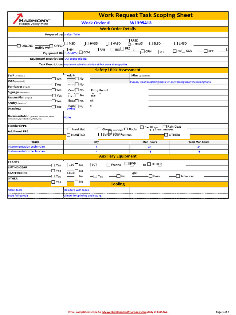 PAXcrane Complete Piping Installation Scope of Work Rev0 Instro ...