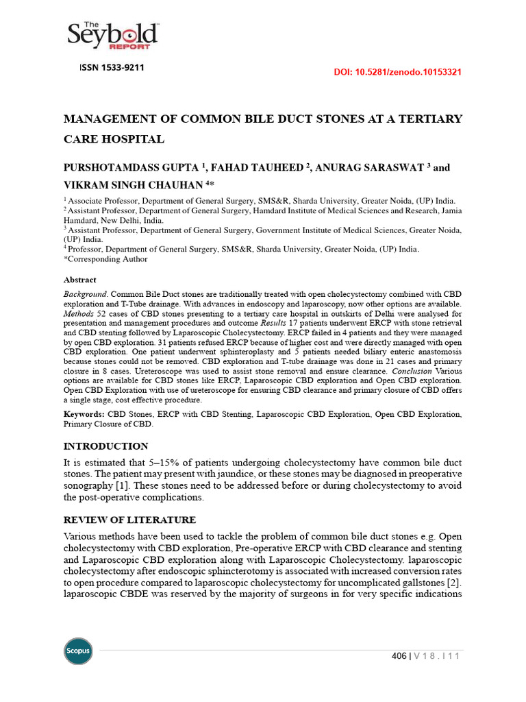 Management of CBD Stones in Surgery | PDF | Self-Improvement | Wellness