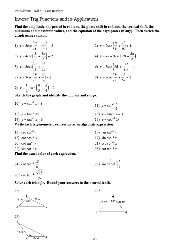 Math Sheet | PDF | Triangle | Trigonometric Functions