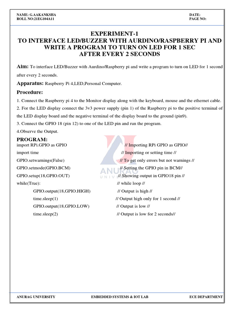 Esiot Exp1 | PDF | Raspberry Pi | Information And Communications Technology