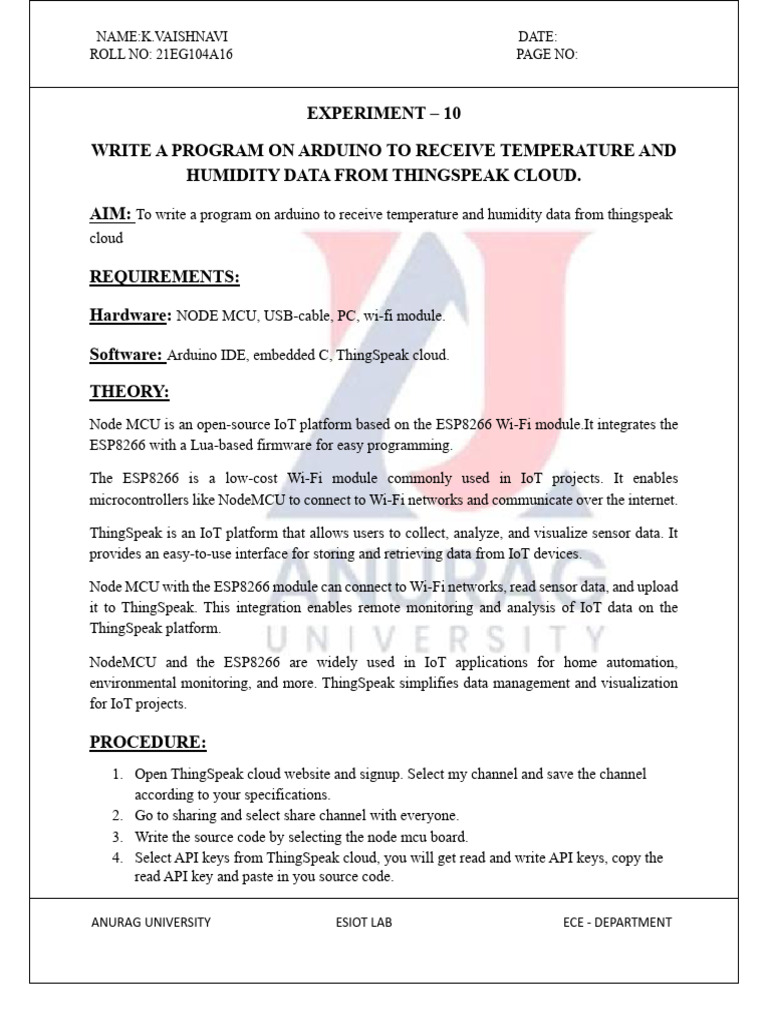 Ex 10 | Download Free PDF | Internet Of Things | Microcontroller