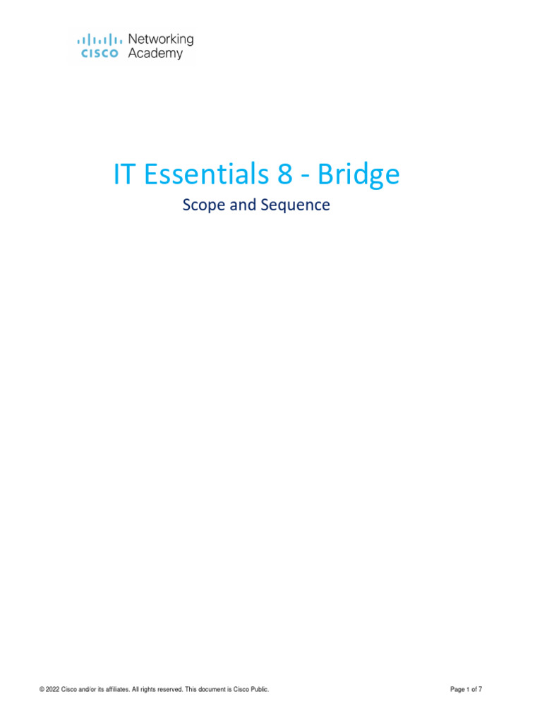 IT Essentials 8 - Bridge - Scope and Sequence Aug 2022 | PDF | Microsoft Windows | Computer Network