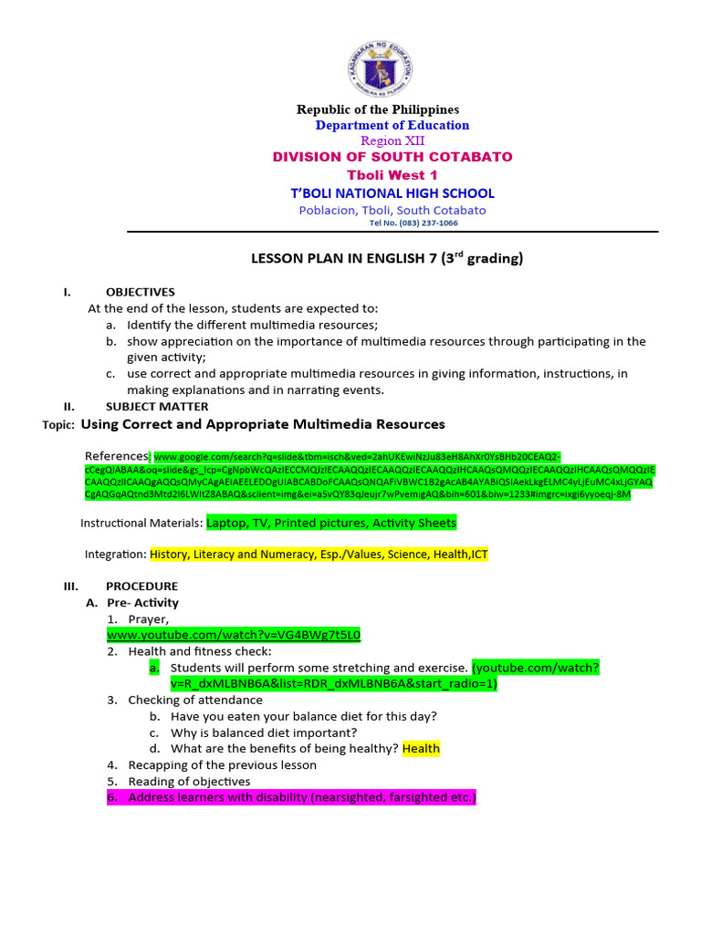 Multimedia Resource-Lesson Plan | PDF | Multimedia | Microsoft Power Point