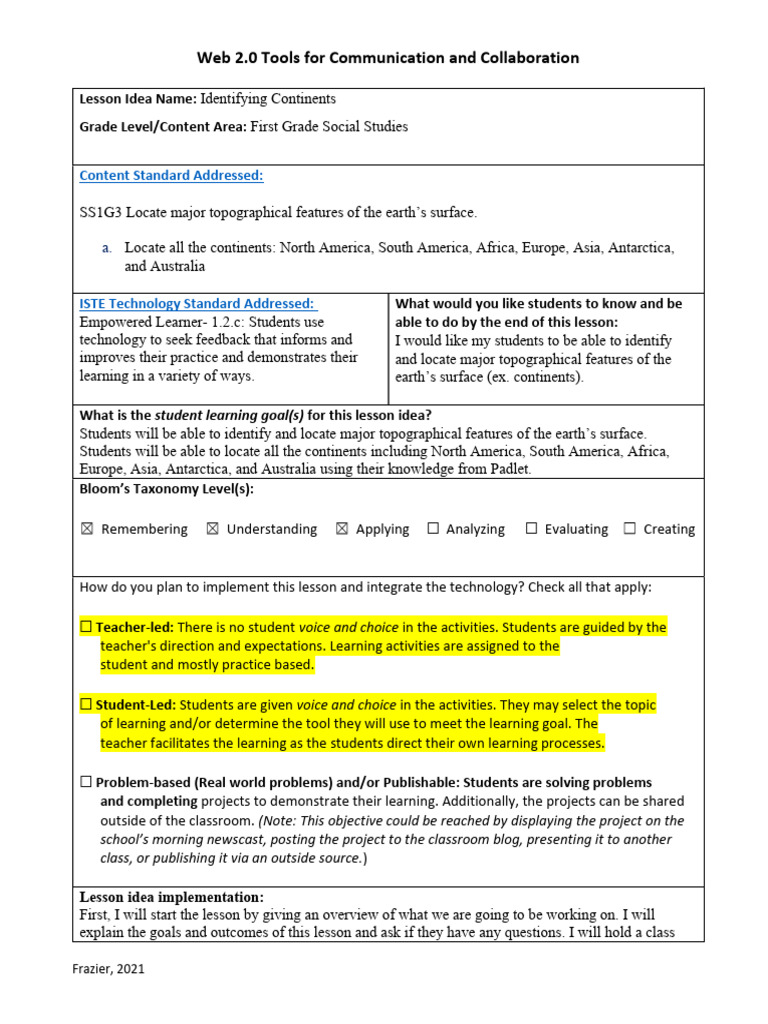 Web 2.0 Tools for Teaching Continents | PDF | Career & Growth