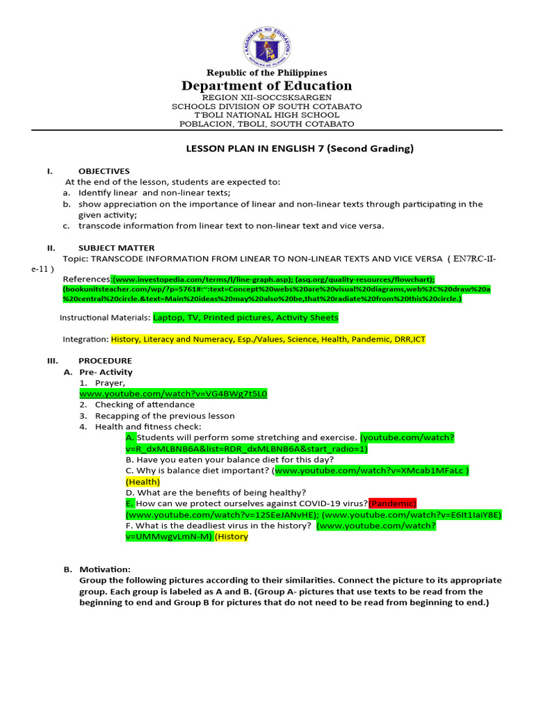Lessonplan Linear and Non Linear | PDF