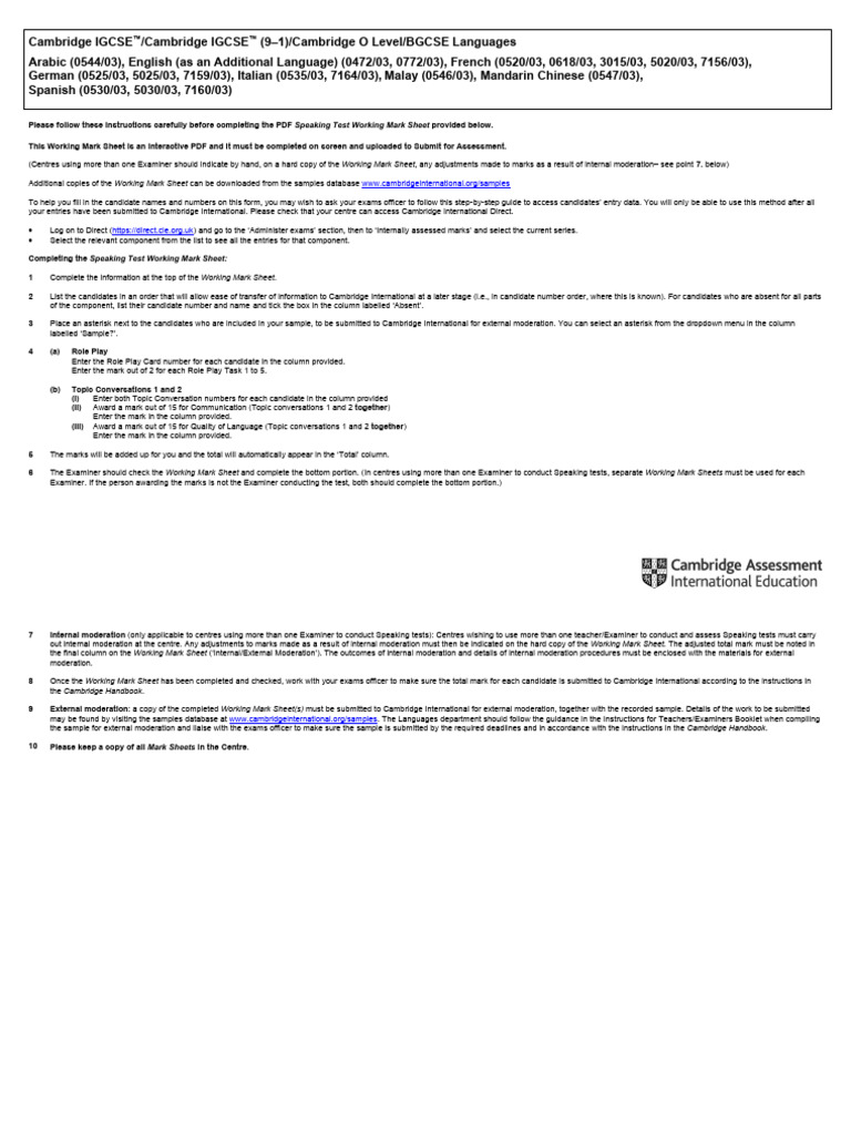 Wms - Igcsefrench - 0520 - 03 - FM2024 | PDF | Qualifications | Student ...