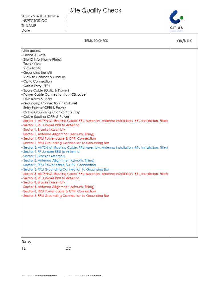 Form Site Visit - Quality | PDF