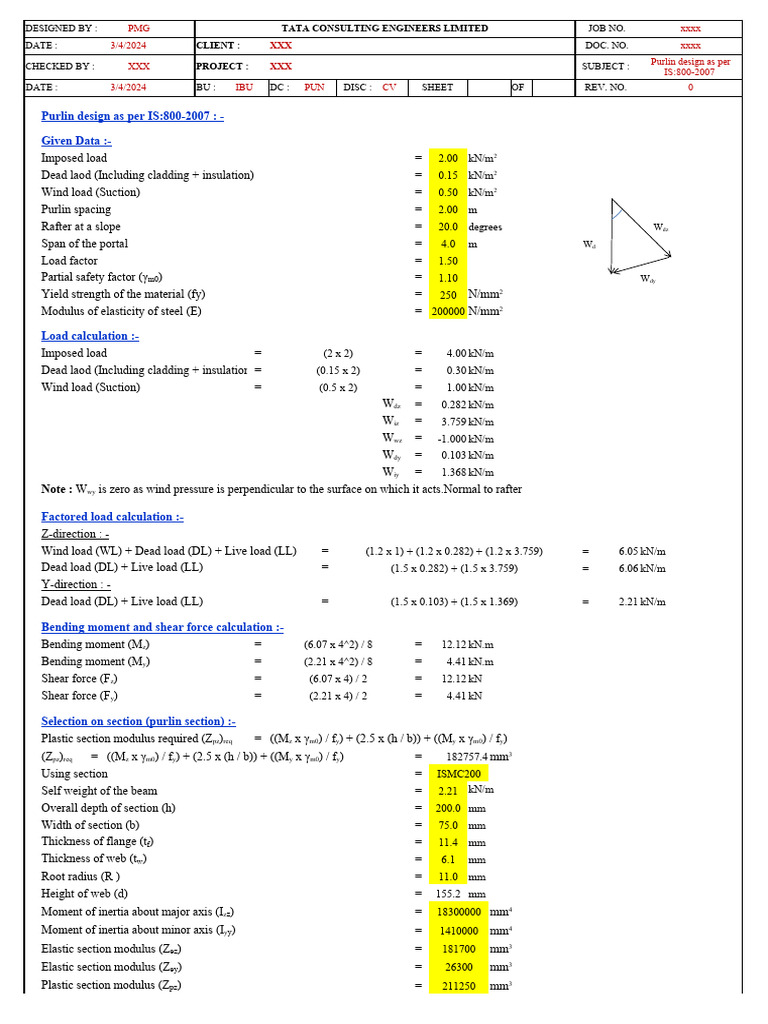 Purlin design | PDF | Bending | Young's Modulus