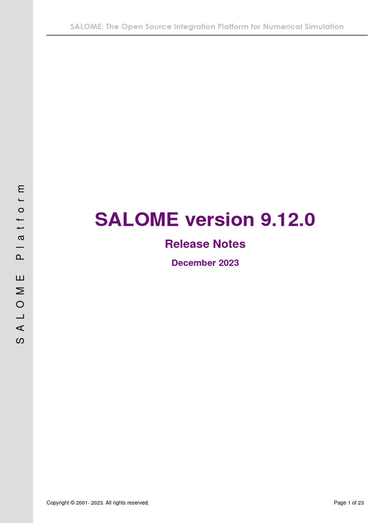 SALOME 9 12 0 Release Notes | PDF | Python (Programming Language ...