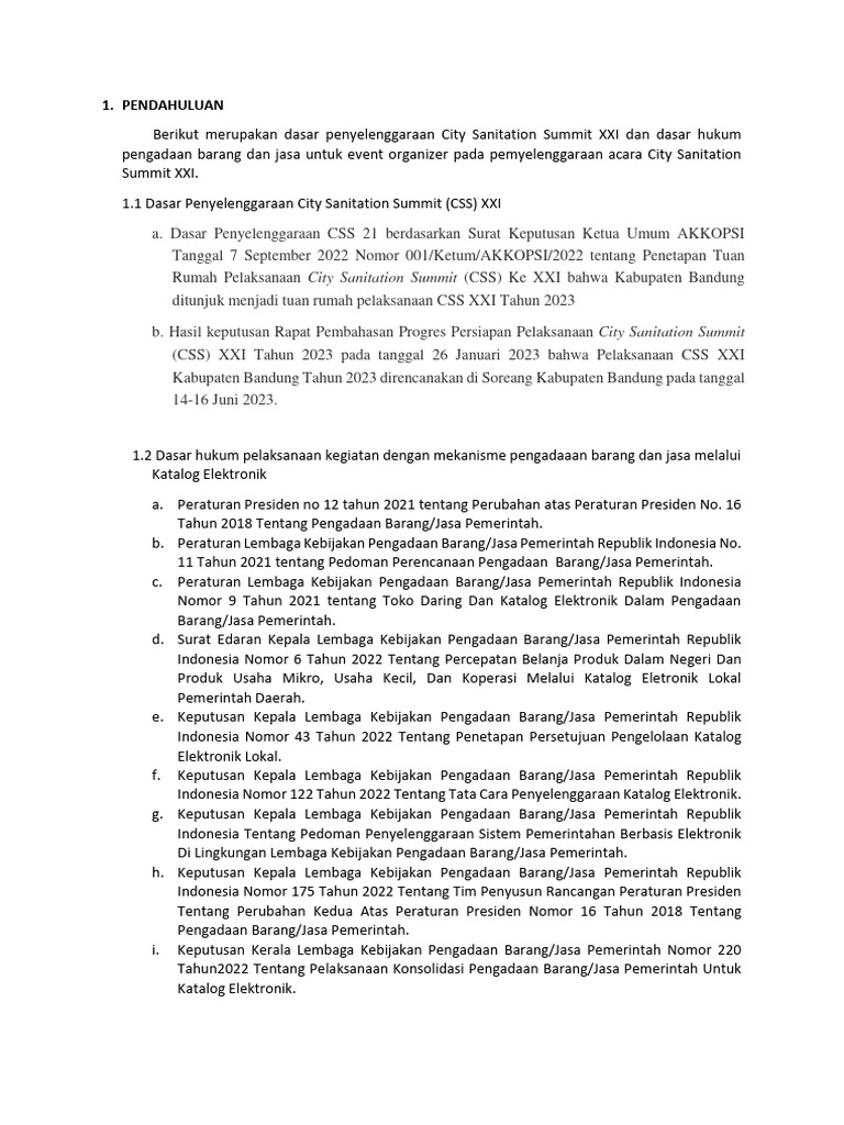 Kajian Pengadaan Eo Css 21 | PDF