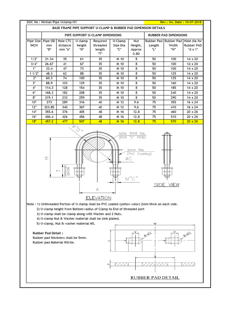 U Clamp - Dimension - Details - R4 10 07 2018 | PDF | Pipe (Fluid ...
