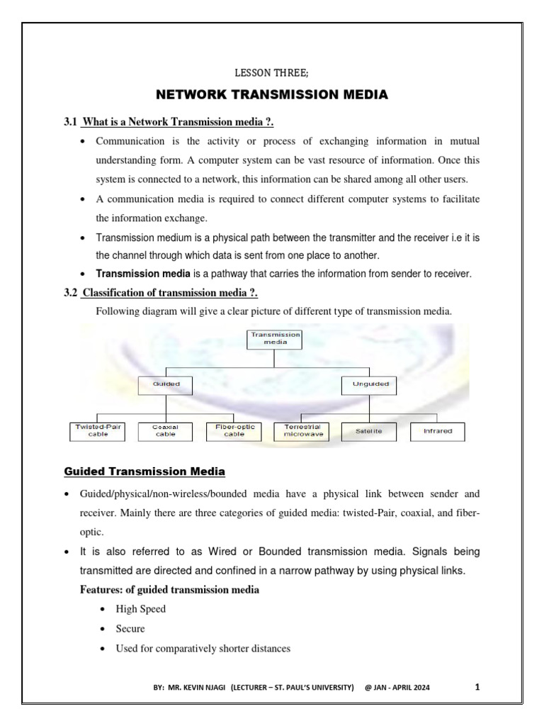 Network Transmission Media Explained | PDF | Transmission Medium ...