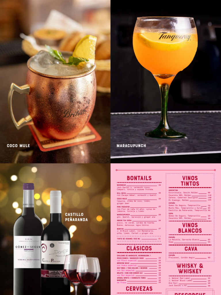 Carta de Bebidas y Cócteles COCO MULE | PDF | Bebidas alcohólicas | Bebida
