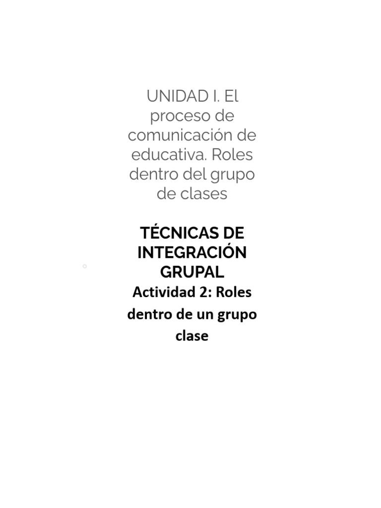 Roles Dentro de Un Grupo | PDF | Liderazgo | Cohesión grupal