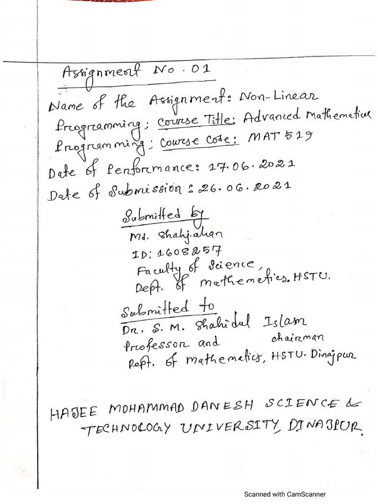 Non Linear Assignment | PDF