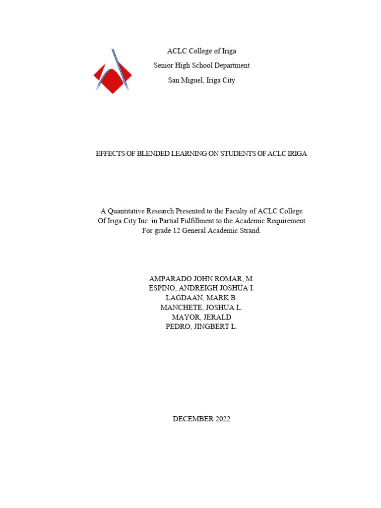 Effects of Blended Learning On Students of Aclc Iriga | PDF | Social ...