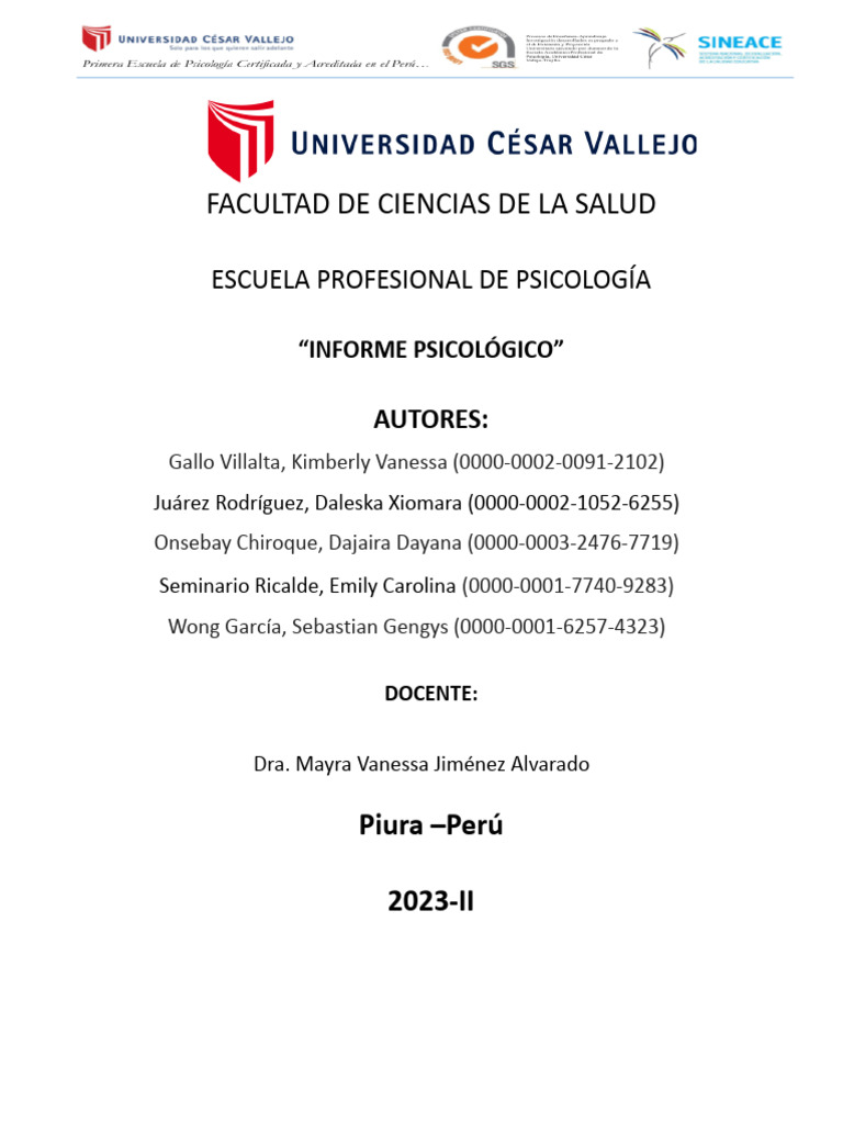 Informe WISC - V | PDF | Memoria | Memoria de trabajo