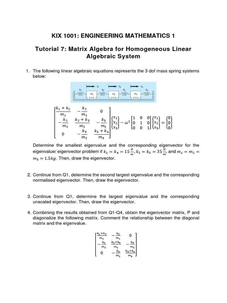 Tutorial 7 Matrix Algebra For Homogeneous Linear Algebraic System | PDF ...
