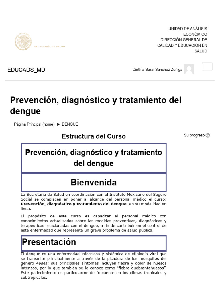 Curso - Prevención, Diagnóstico y Tratamiento Del Dengue | Descargar ...