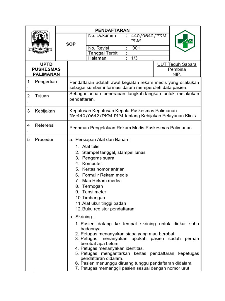 Sop Pendaftaran Baru 2023 | PDF