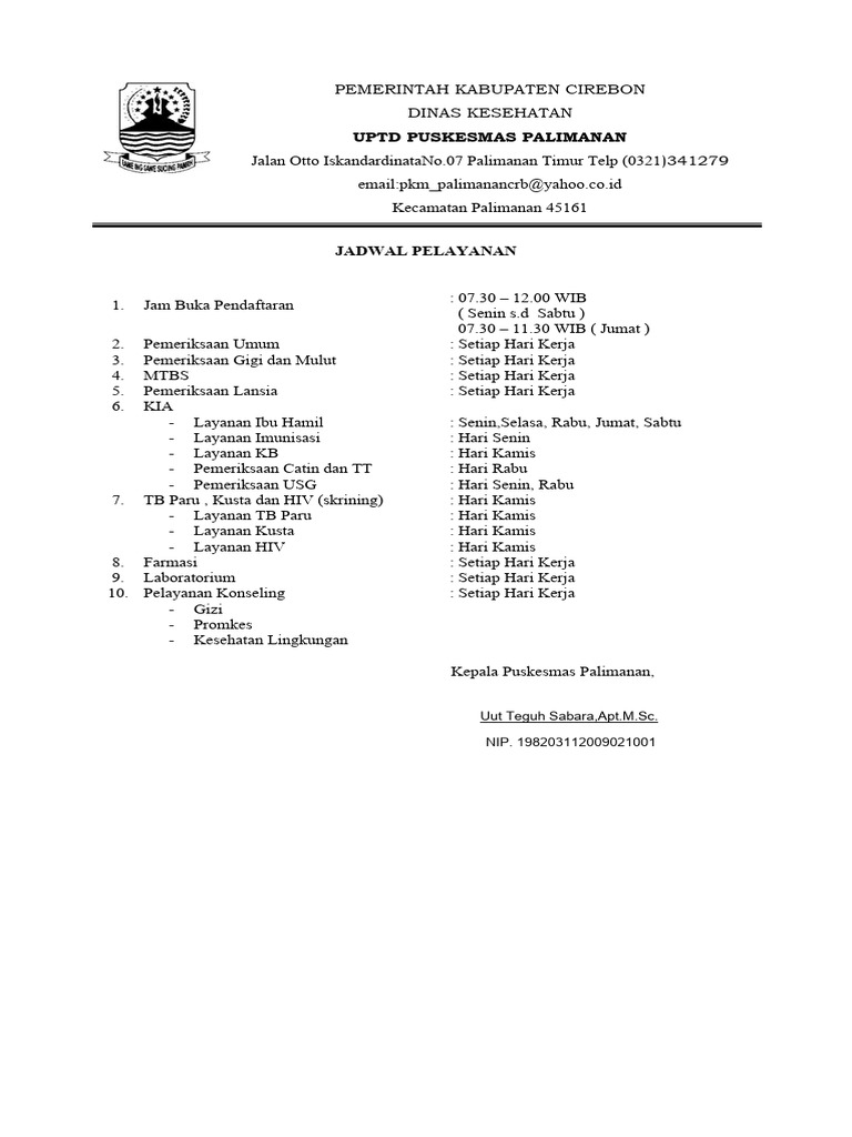 Jadwal Pelayanan | PDF