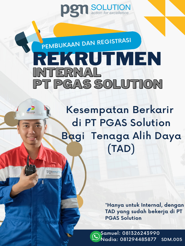 Flayer Rekrutmen PT PGAS Solution - SDM.005 | PDF | Teknologi & Rekayasa