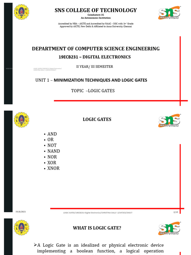 Logic gates | PDF | Logic Gate | Mathematics Of Computing