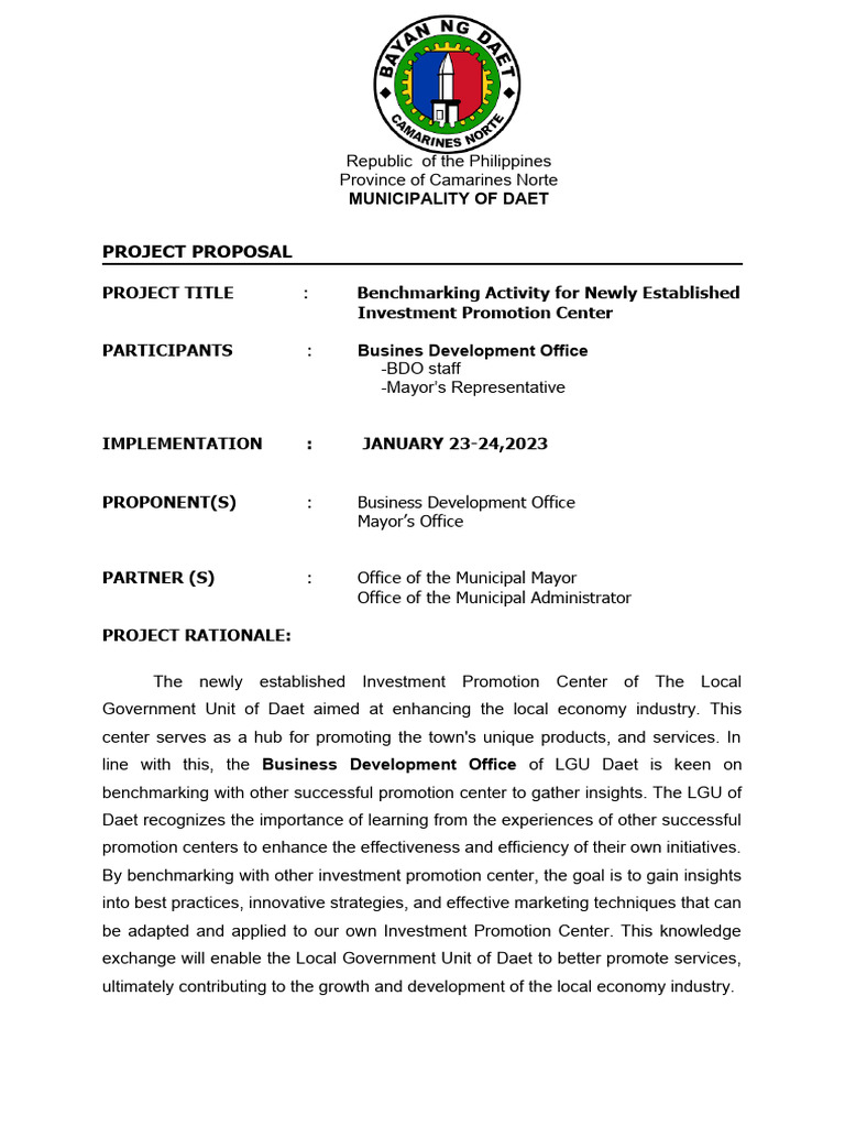 Project Proposal Benchmarking Naga Pdf Benchmarking Investing