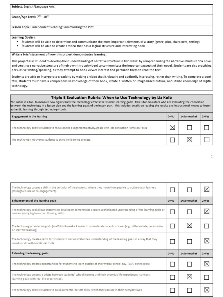 Triple E Evaluation Rubric: When To Use Technology by Liz Kolb | PDF | Learning | Information