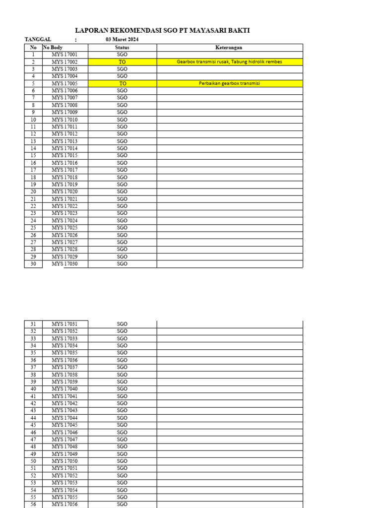 SGO Report for PT Mayasari Bakti | PDF