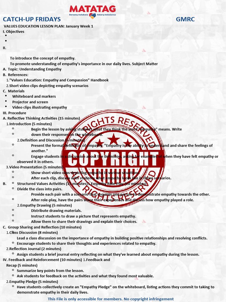 GMRC and Values Education Grade | PDF | Empathy | Conflict Resolution