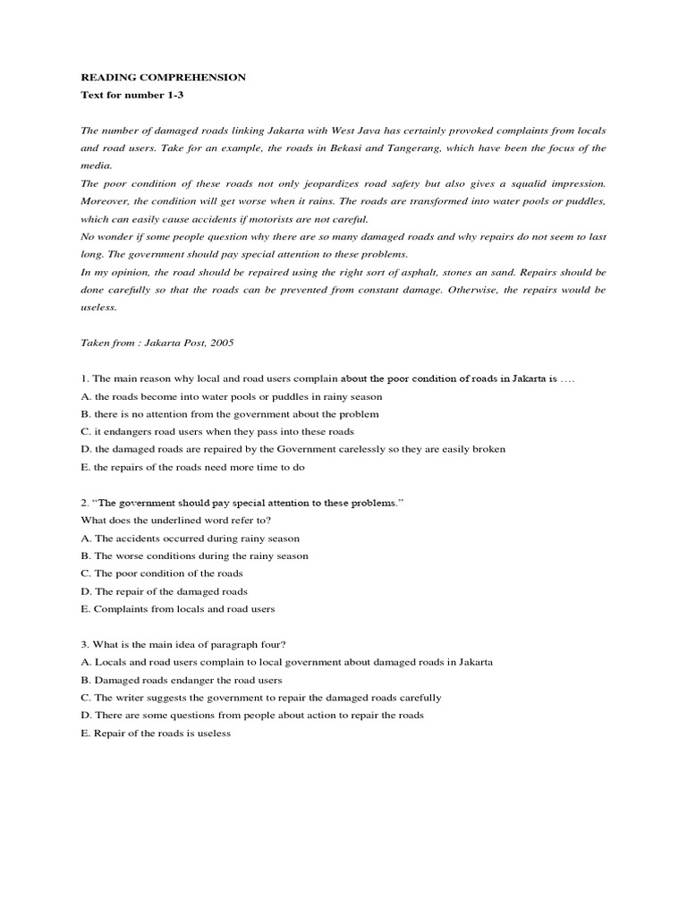 Soal READING COMPREHENSION | PDF