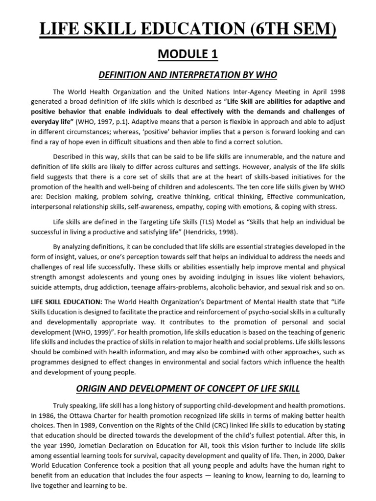 Notes on Life Skill Education | PDF | Critical Thinking | Communication