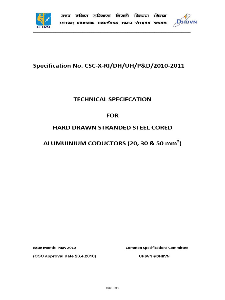 CSC-X-R-I Acsr Conductor | PDF | Wire | Materials