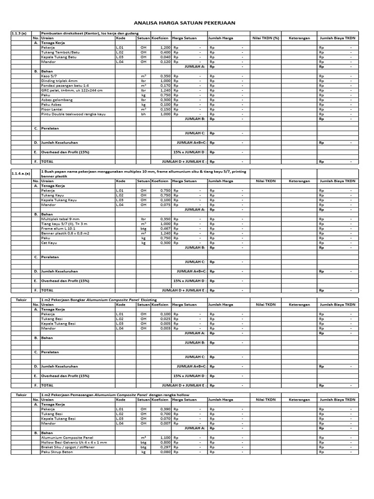 Ahsp Pekerjaan | PDF