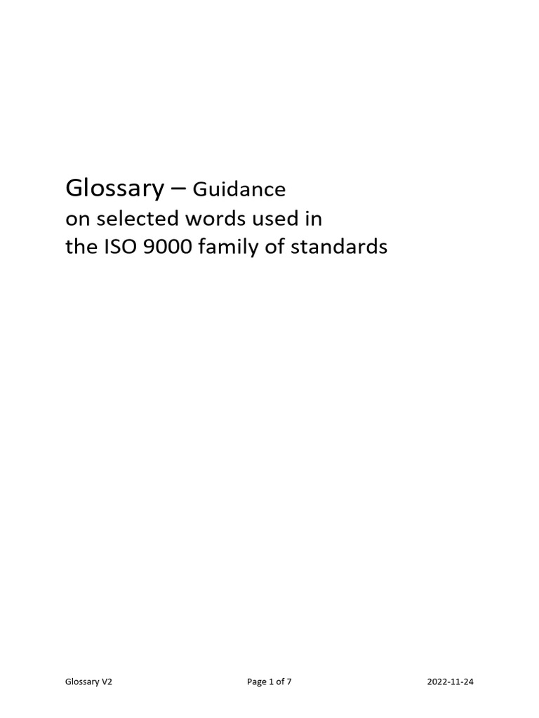 Glossary of Words Used in ISO 9000 and ISO 9001 V2 2022-11-24 (1) - 2 | PDF