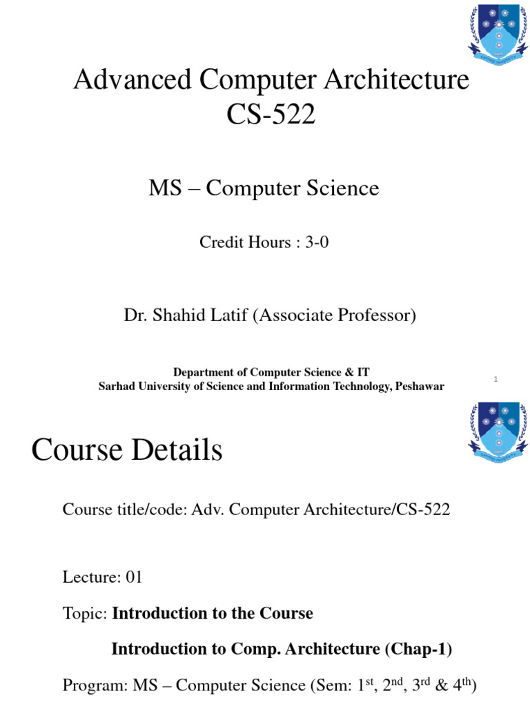 Lecture-01, Adv. Computer Architecture, CS-522 | PDF | Central Processing Unit | Input/Output