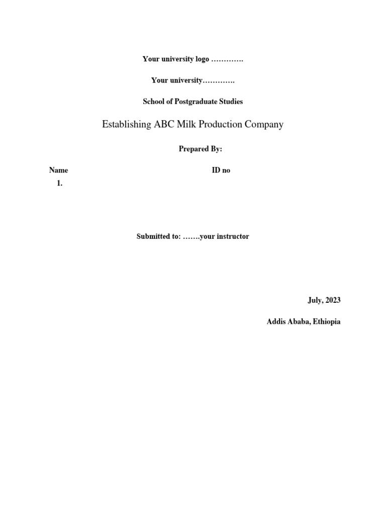 Project On Establishment of Milk Production Dire | PDF