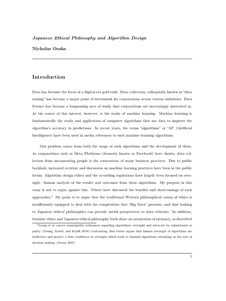 Japanese Ethical Philosophy and Algorithm Design | PDF | Machine ...