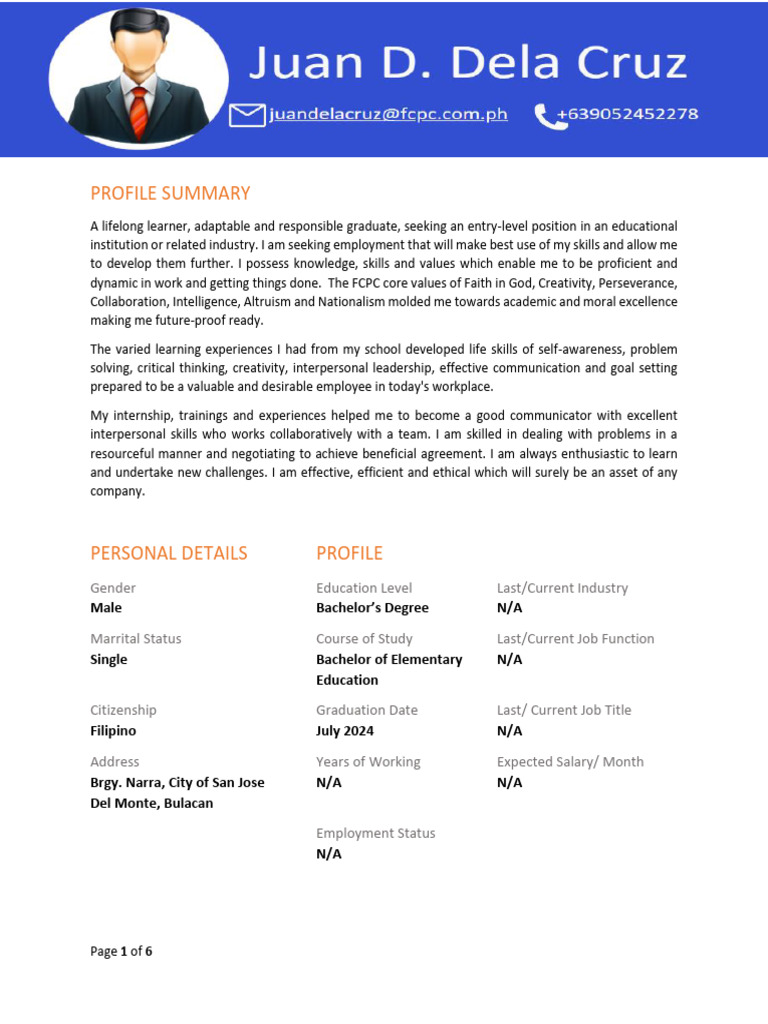CV Sample 1 | PDF | Employment | Lesson Plan