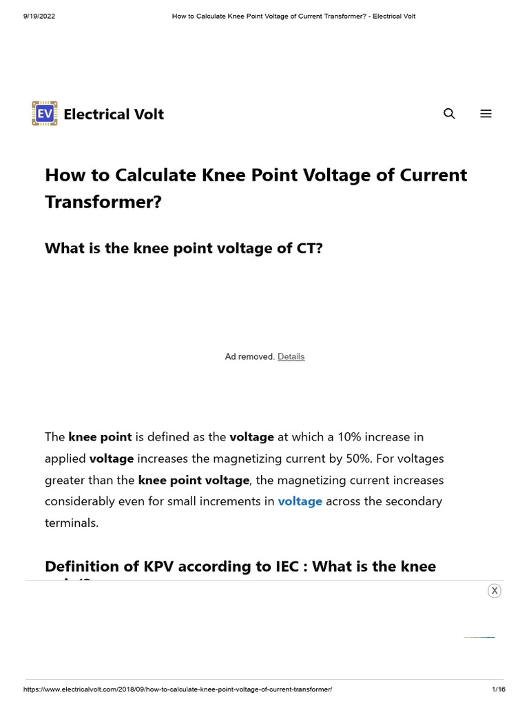 How to Calculate Knee Point Voltage of Current Transformer_ - Electrical Volt | PDF ...