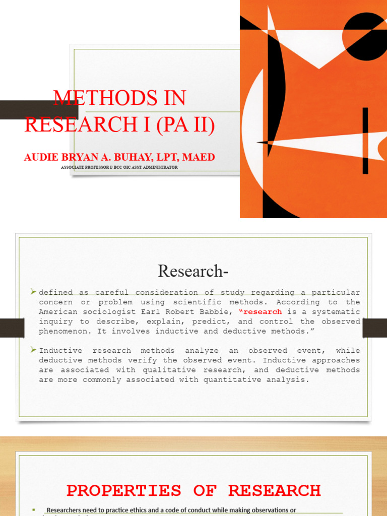 Methods in Research I Pa II | PDF | Methodology | Data