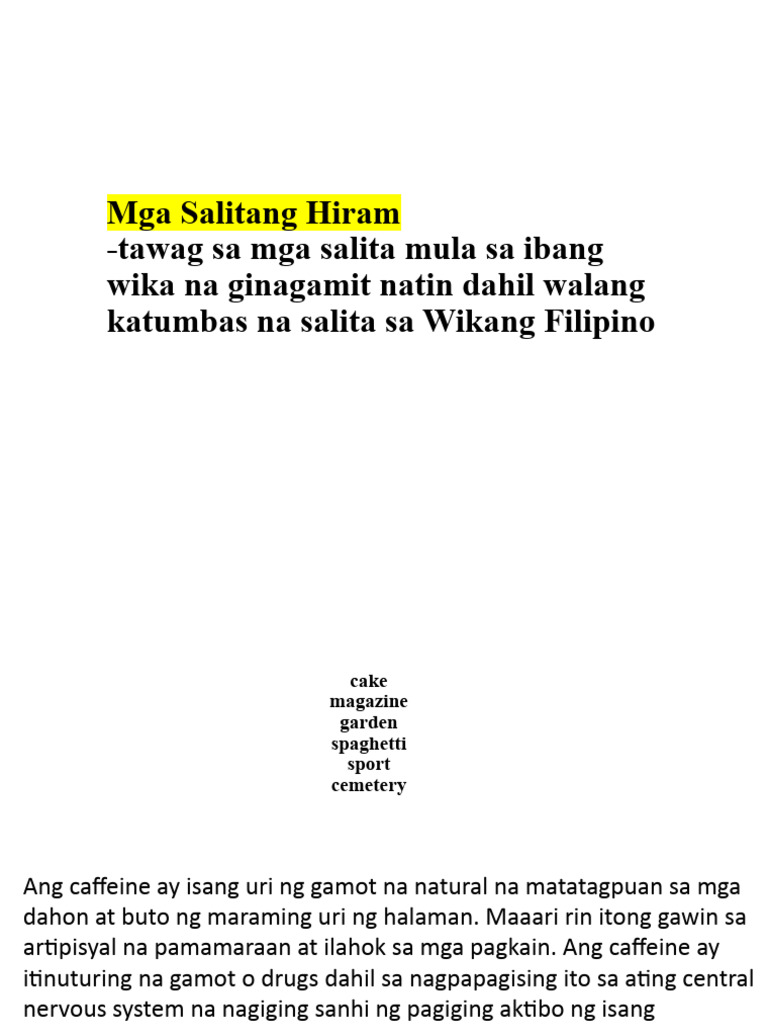 Mga Salitang Hiram | PDF