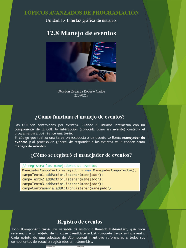 12.8 Manejo de Eventos | PDF | Interfaces gráficas de usuario | Java ...