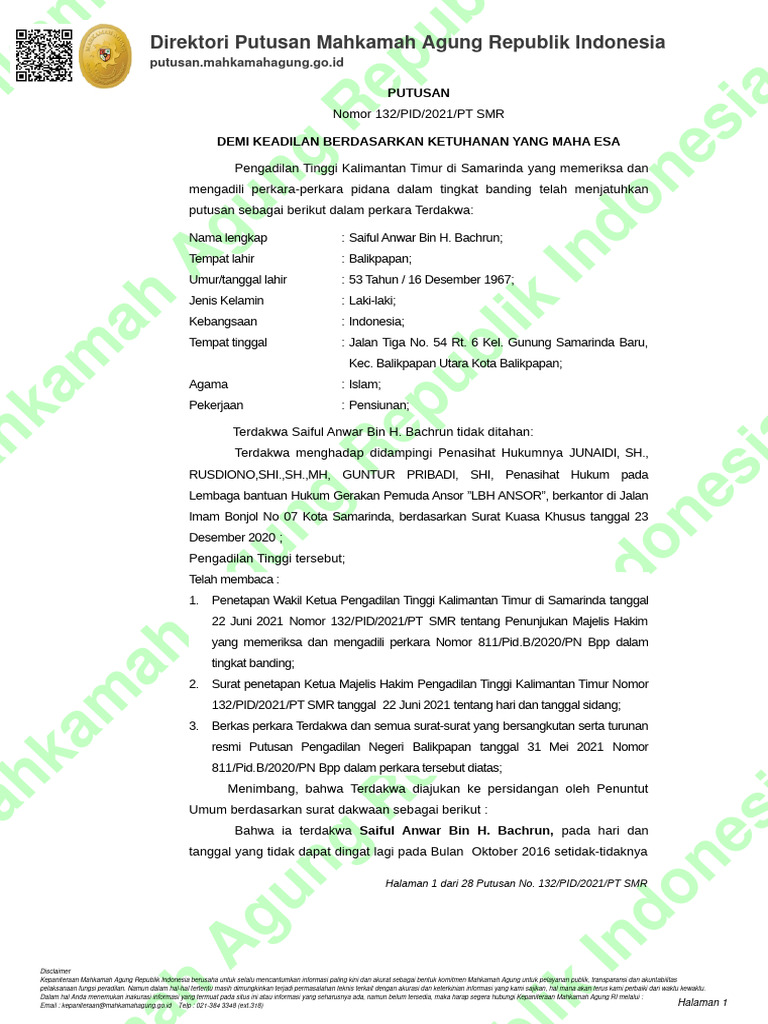 Putusan 132 Pid 2021 PT SMR 20240226165936 | PDF