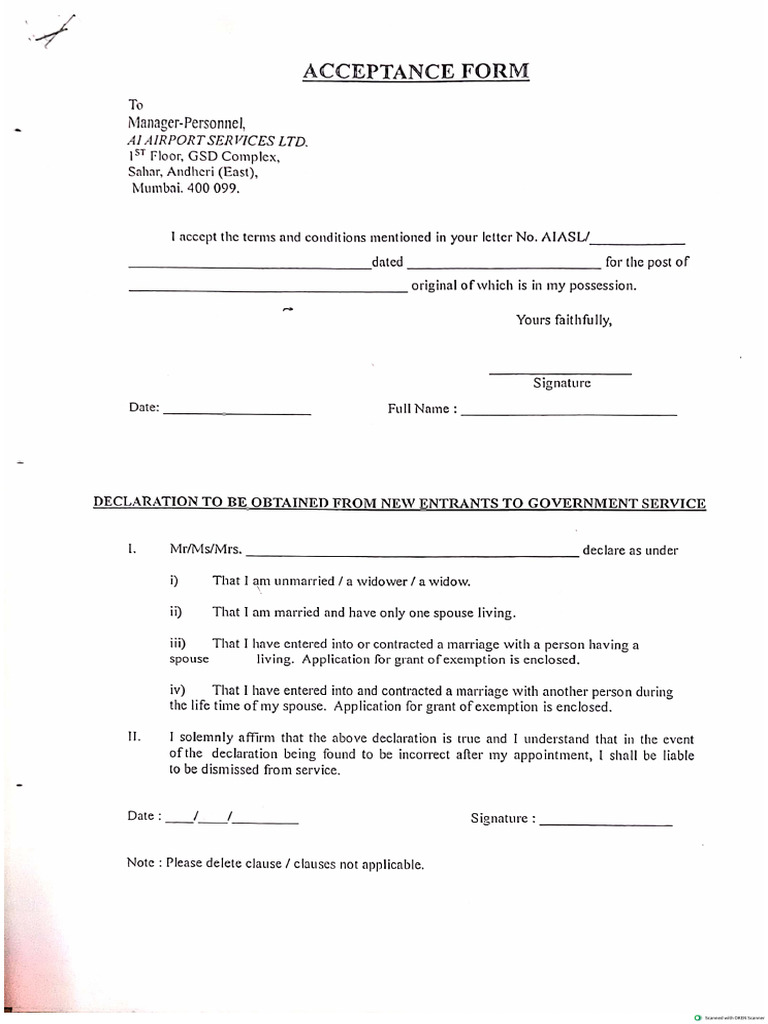 Acceptance Form | PDF