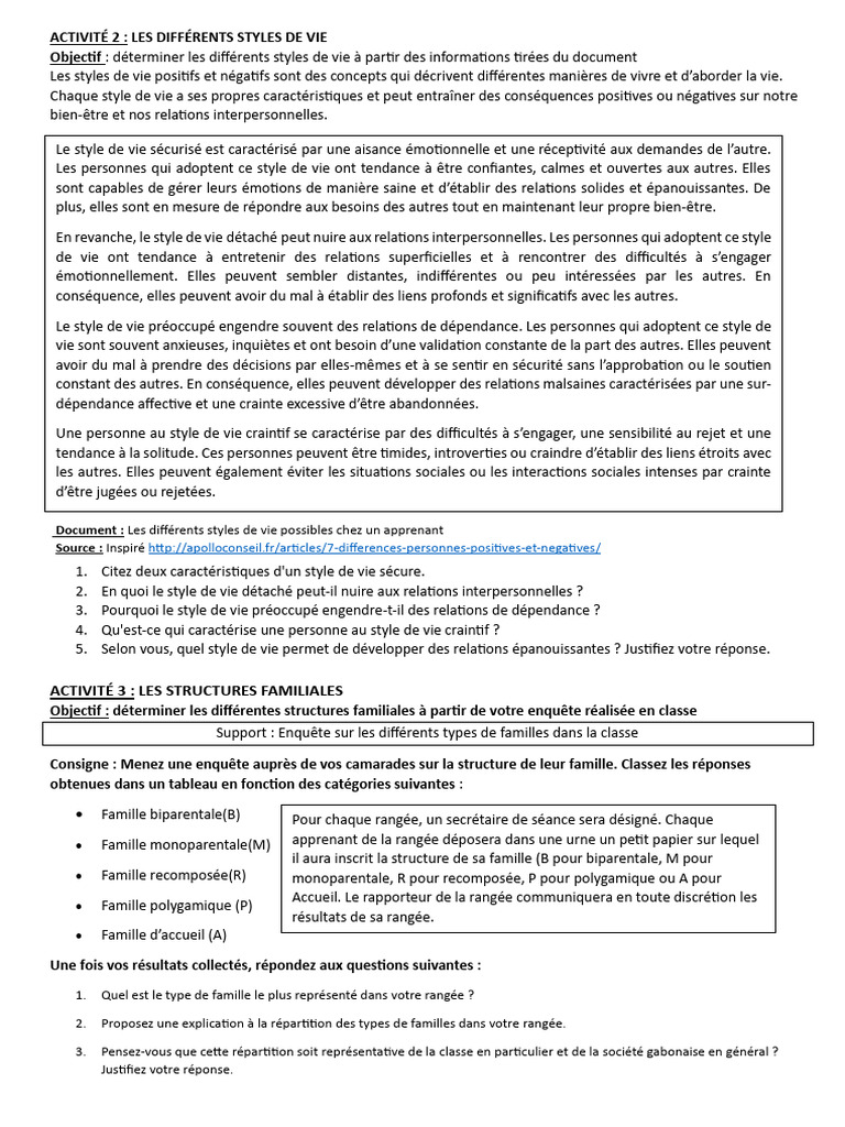 Styles de vie et bien-être relationnel | PDF | Émotions | Psychologie