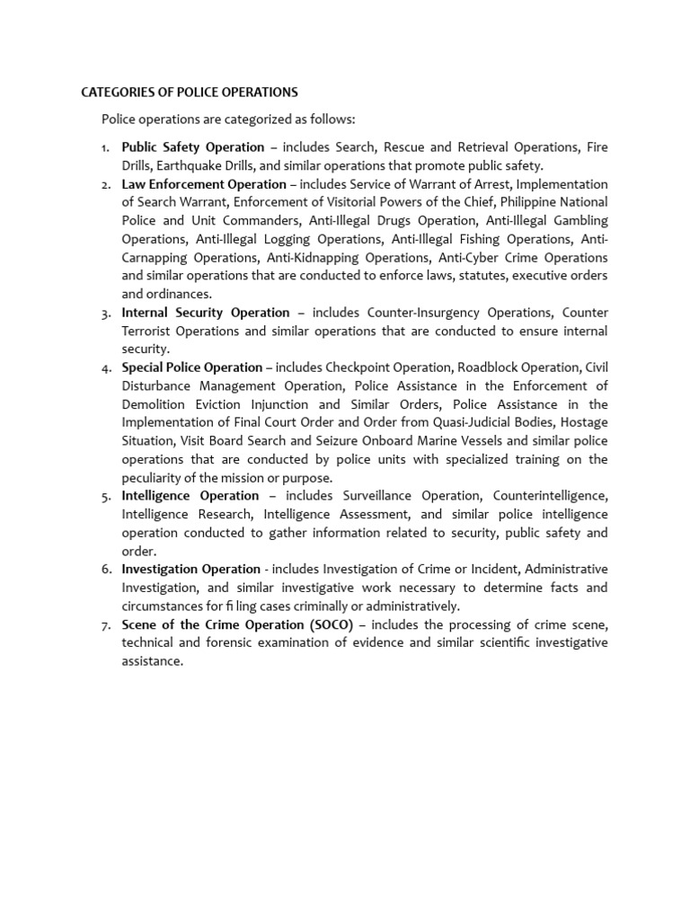 Categories of Police Operations | PDF